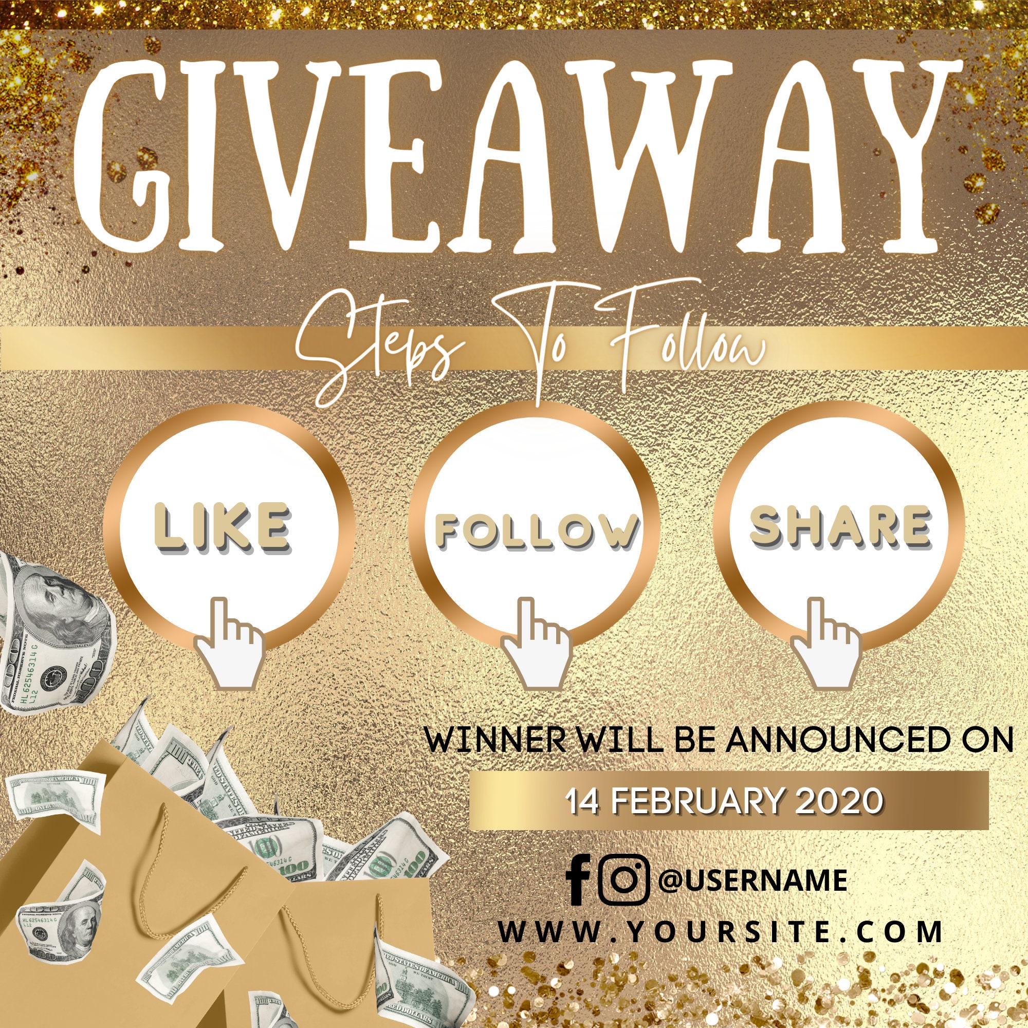 Giveaway flyer template raffle flyer social media flyer | Etsy
