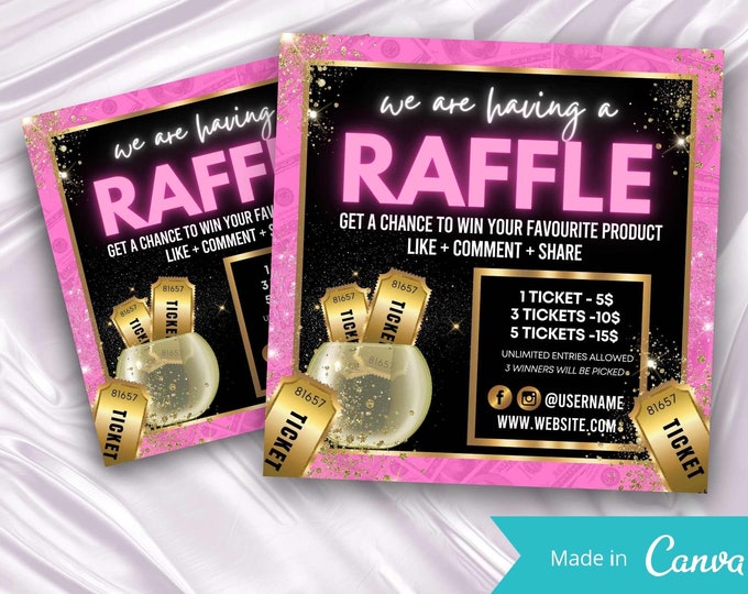 Hot Pink Gold Raffle Flyer Contest Flyer Giveaway Flyer - Etsy