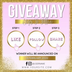 Giveaway Flyer Template Raffle Flyer Social Media Flyer - Etsy
