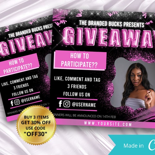 DIY Social Media Follower Flyer Giveaway Flyer Template Lash | Etsy