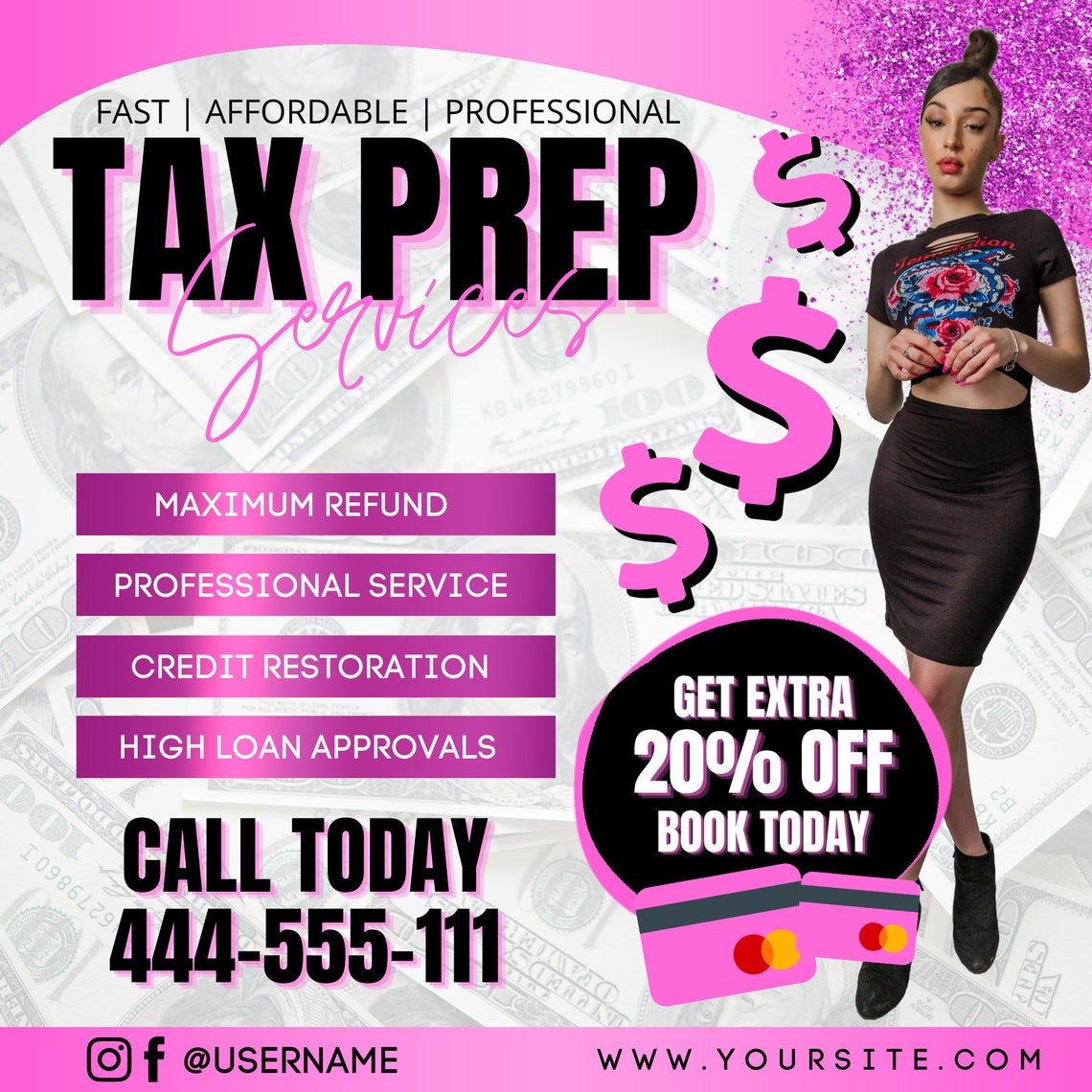TAX PREP FLYER Tax Season Flyer Tax Preparer Flyer Social - Etsy