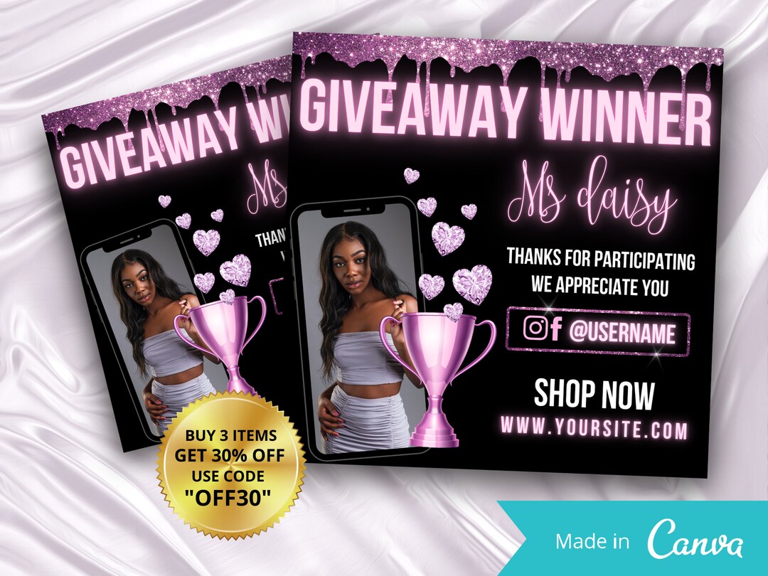 Giveaway Winner Flyer Giveaway Flyer Raffle Flyer Boutique - Etsy