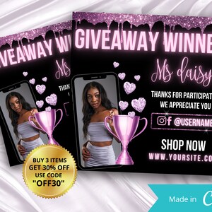 Giveaway Winner Flyer Giveaway Flyer Raffle Flyer Boutique | Etsy