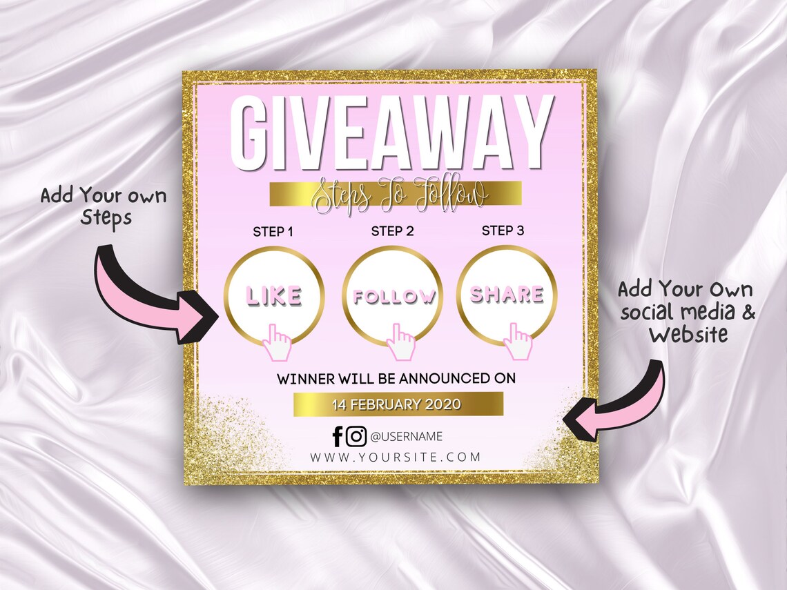 Giveaway Flyer Template Raffle Flyer Social Media Flyer - Etsy
