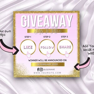 Giveaway Flyer Template Raffle Flyer Social Media Flyer - Etsy