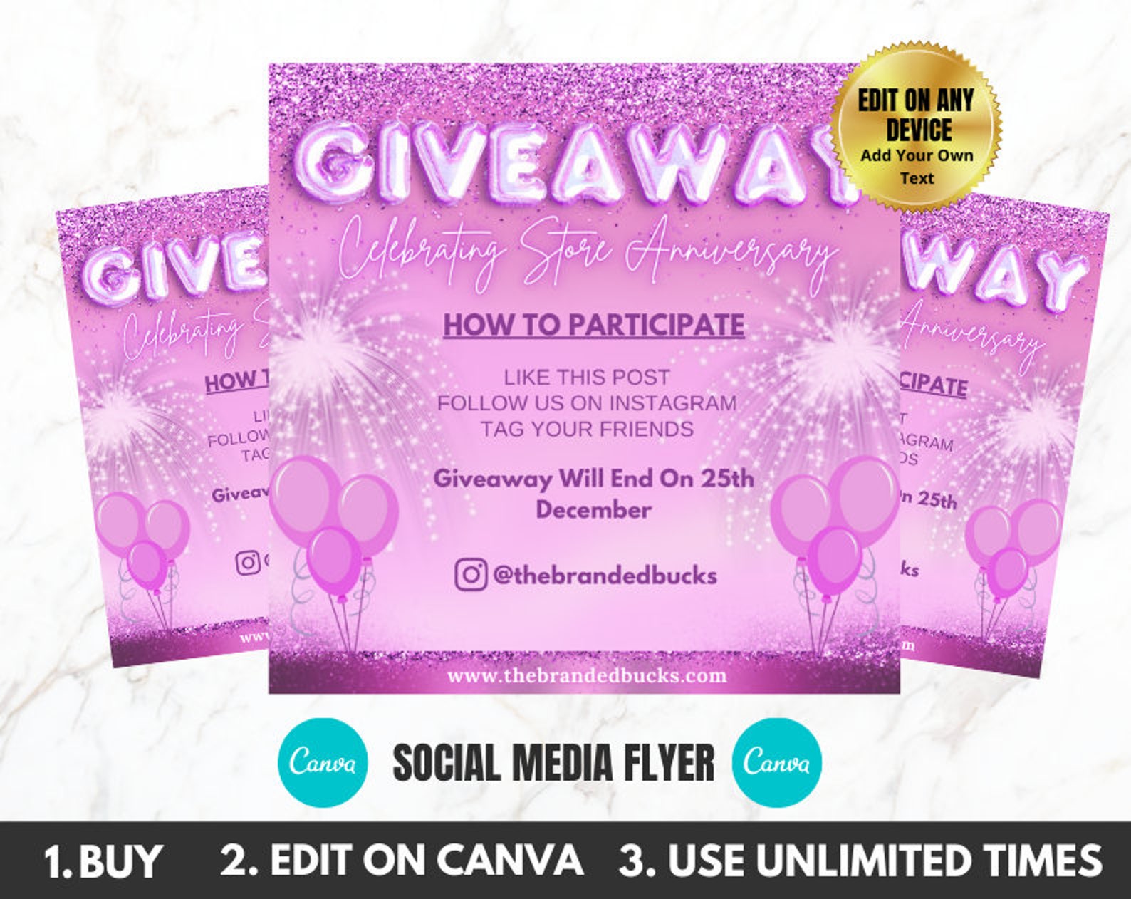 GIVEAWAY Flyer Template Grand Opening Flyer Shop Anniversary - Etsy