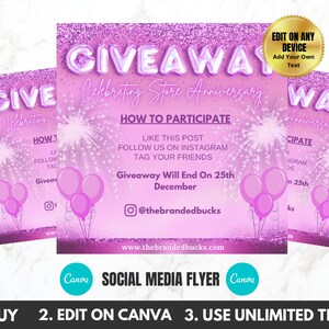 GIVEAWAY Flyer Template Grand Opening Flyer Shop Anniversary | Etsy