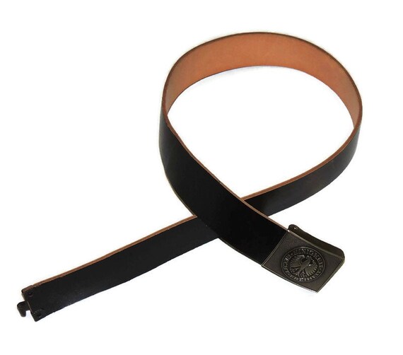 German Bundeswehr Leather Belt Main 100cm Black with … - Gem