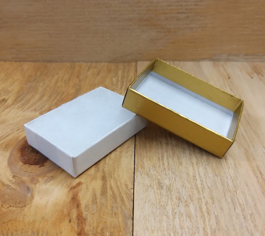 48 X B01 GOLD & WHITE Cardboard Jewellery Gift Boxes With Fibro Insert ...