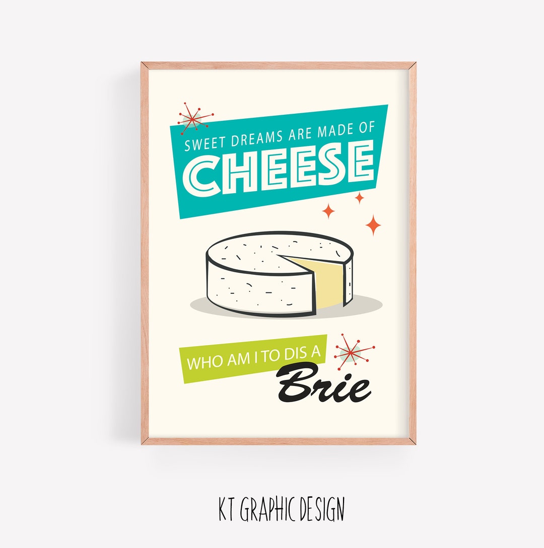 Retro Kitchen Art, Vintage Cheese Art, Mid Century Modern Kitchen ...