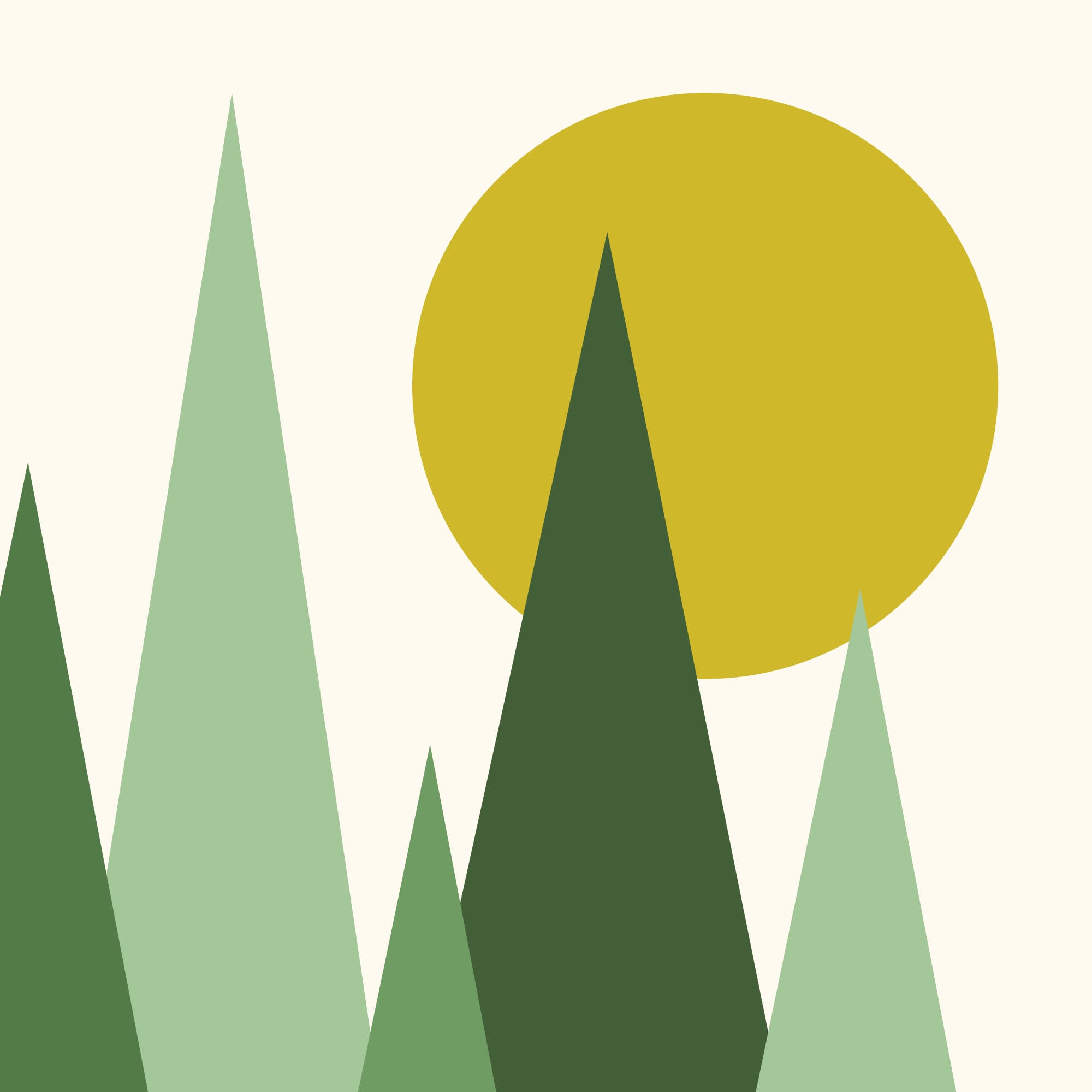 Mid Century Modern Trees Print, in the Woods Art Print, Retro Trees Art ...