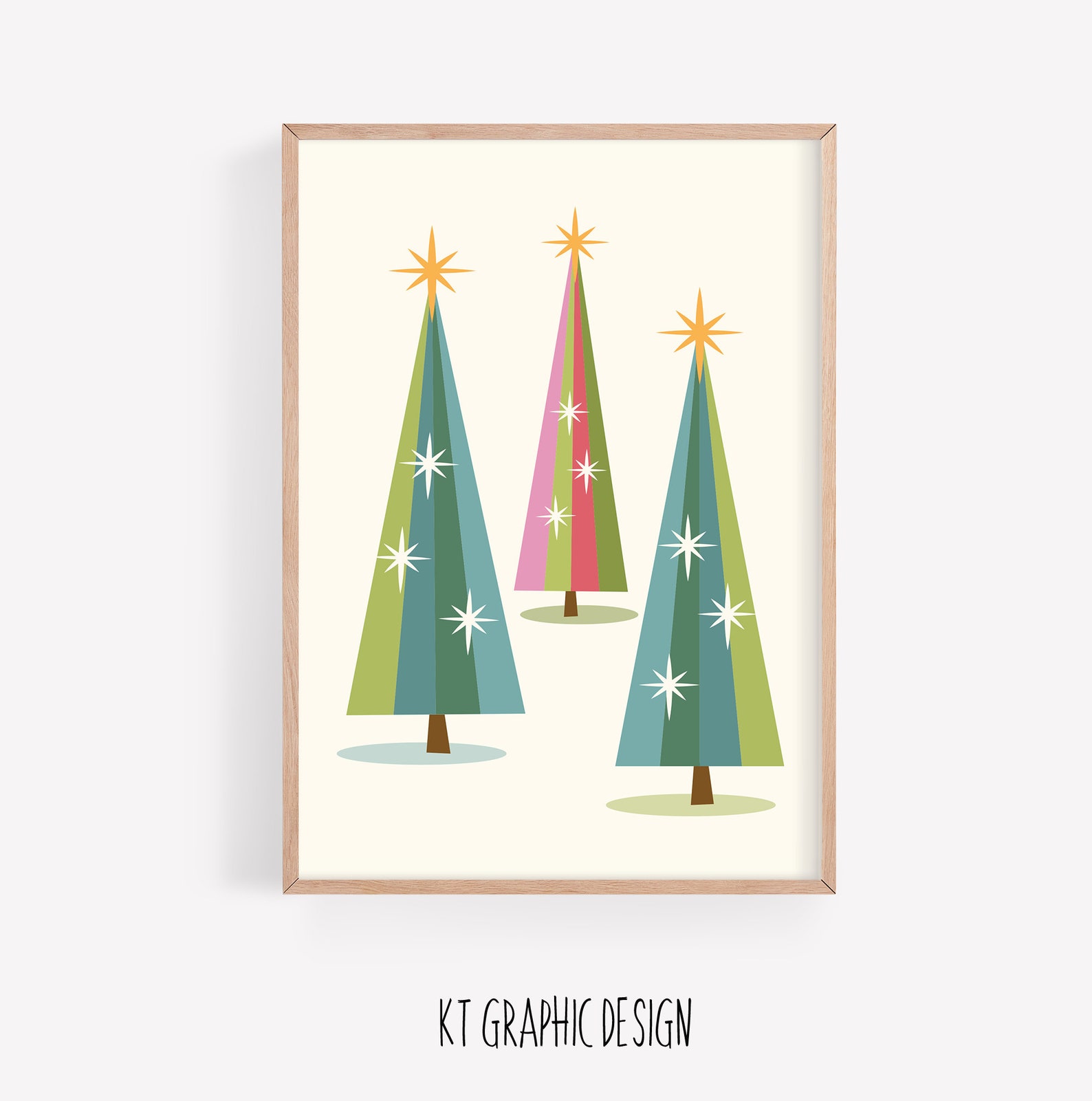 Mid Century Modern Christmas Wall Art Vintage Christmas Tree - Etsy