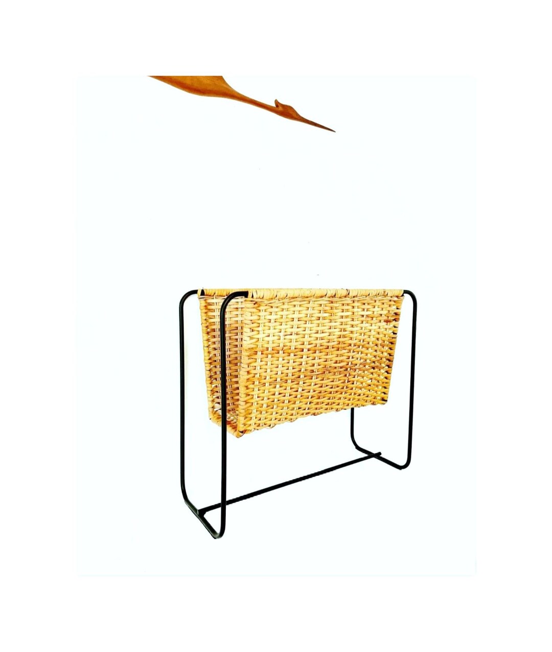 Mid-century Newspaper Rack, String Design, Wicker, Gian Franco Legler ...