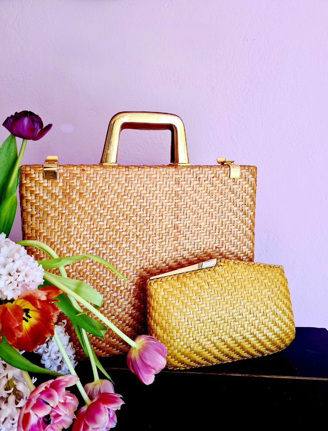 Italian Vintage Rattan Briefcase Rodo Italy - Etsy