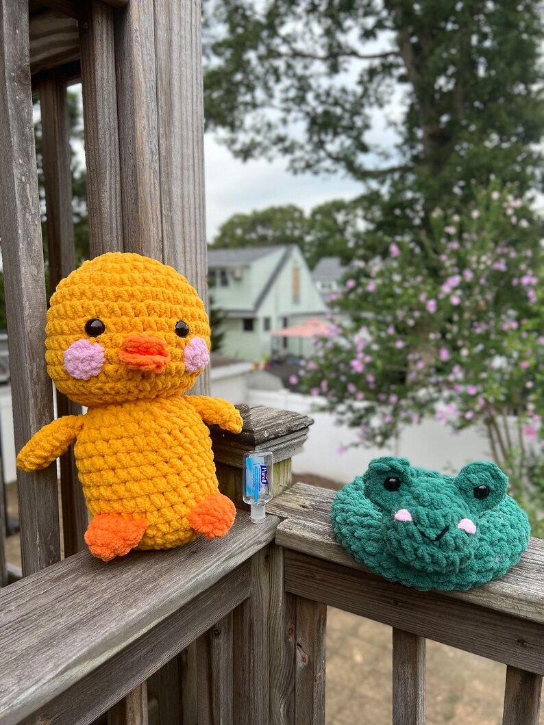 Mr Quacky Duck Amigurumi Crochet Plushie With Frog Friend Floaty - Etsy