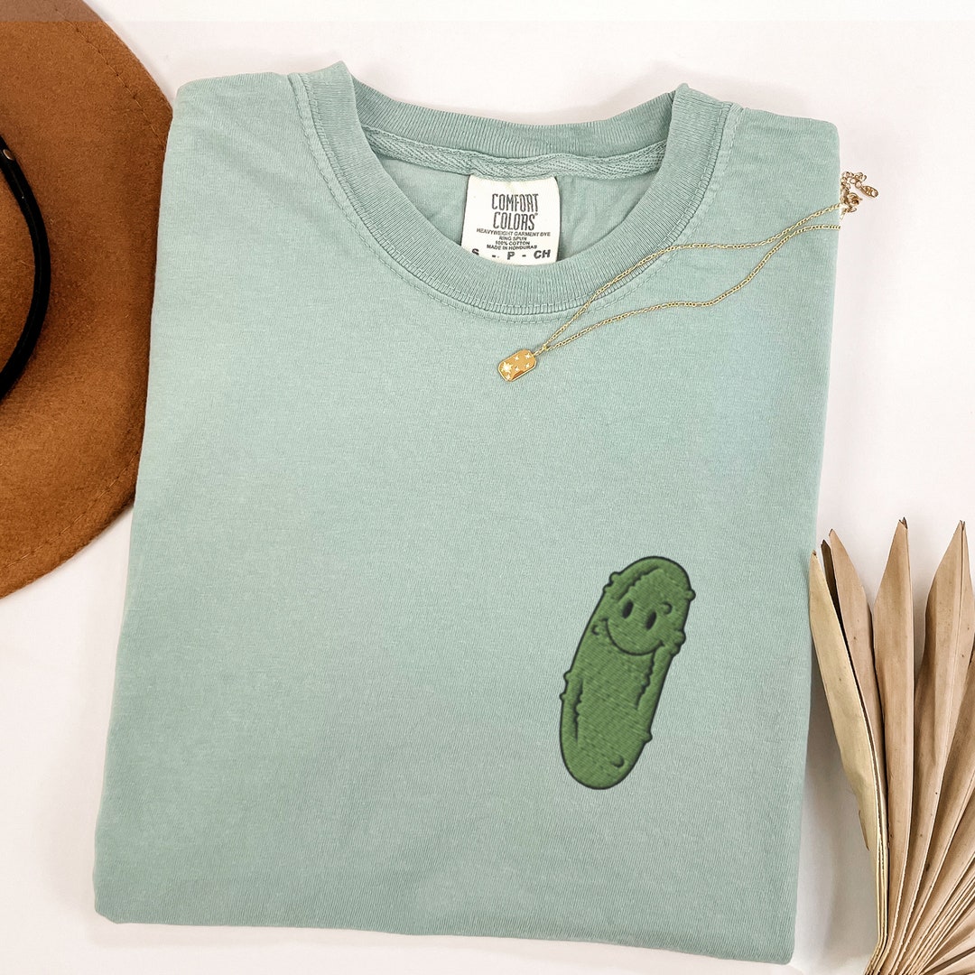 Embroidered Pickle Smiley Face Shirt, Comfort Colors Pickle Tshirt ...