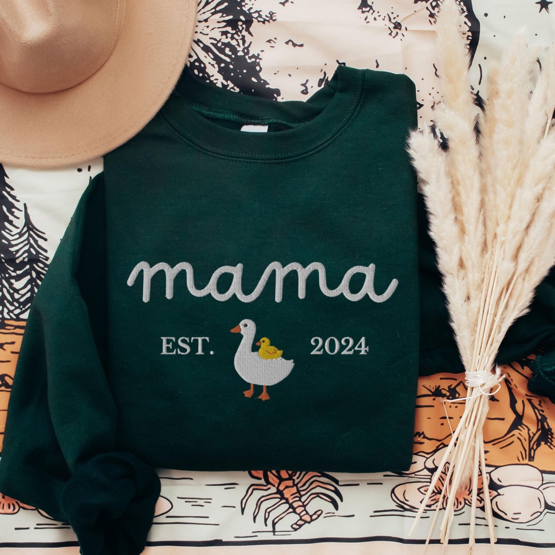 EMBROIDERED Custom Mama Goose Sweatshirt, Mama Duck Duckling Sweater ...