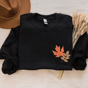Embroidered Autumn Leaves Sweatshirt, Fall Foliage Shirt, Thanksgiving ...