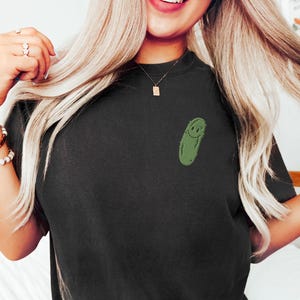 Embroidered Pickle Smiley Face Shirt, Comfort Colors Pickle Tshirt ...