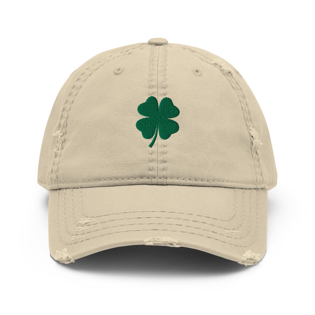 Four Leaf Clover Cap, 4 Leaf Clover Baseball Cap, Distressed 6 Panel ...