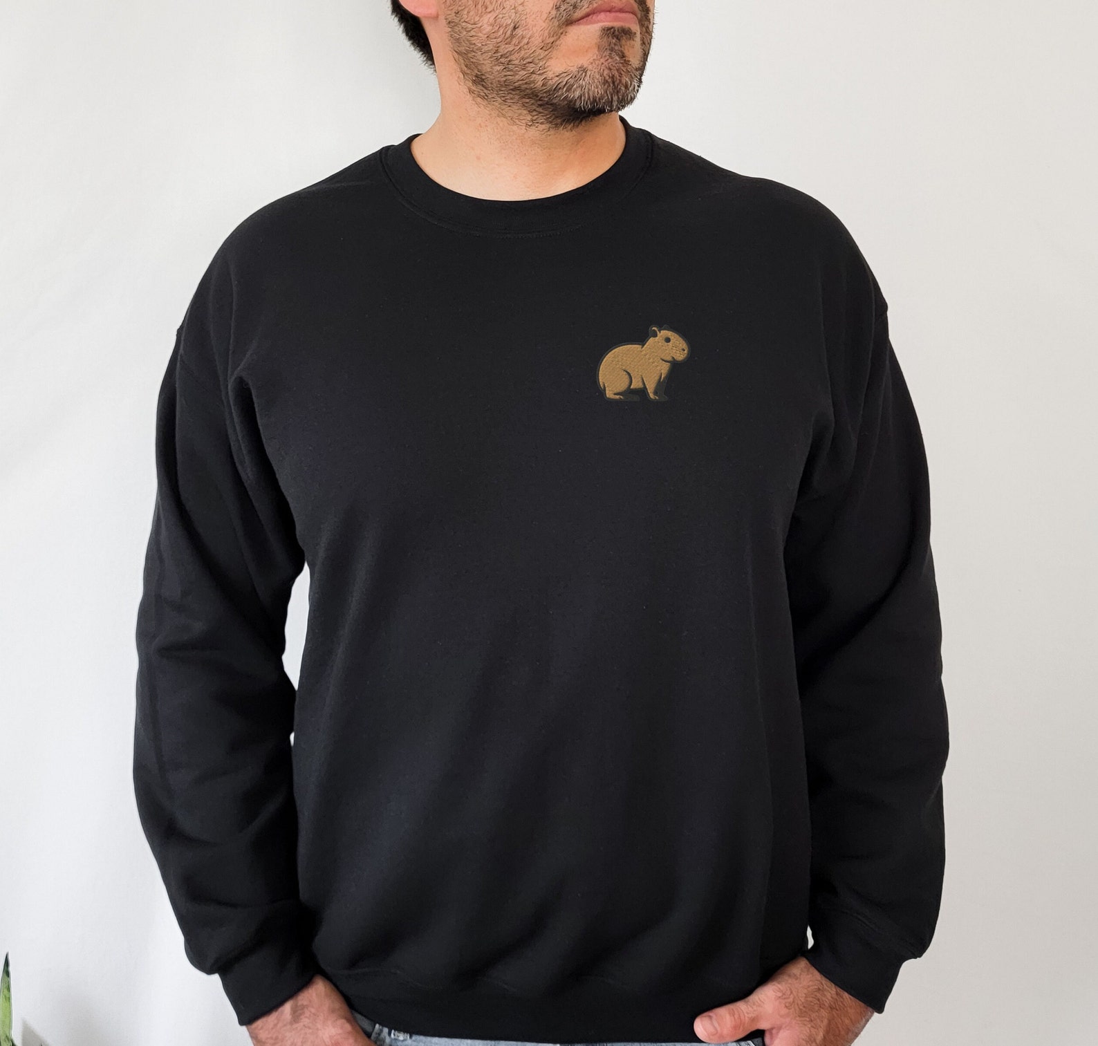 Embroidered Capybara Sweatshirt, Capybara Lover Unisex Crewneck ...