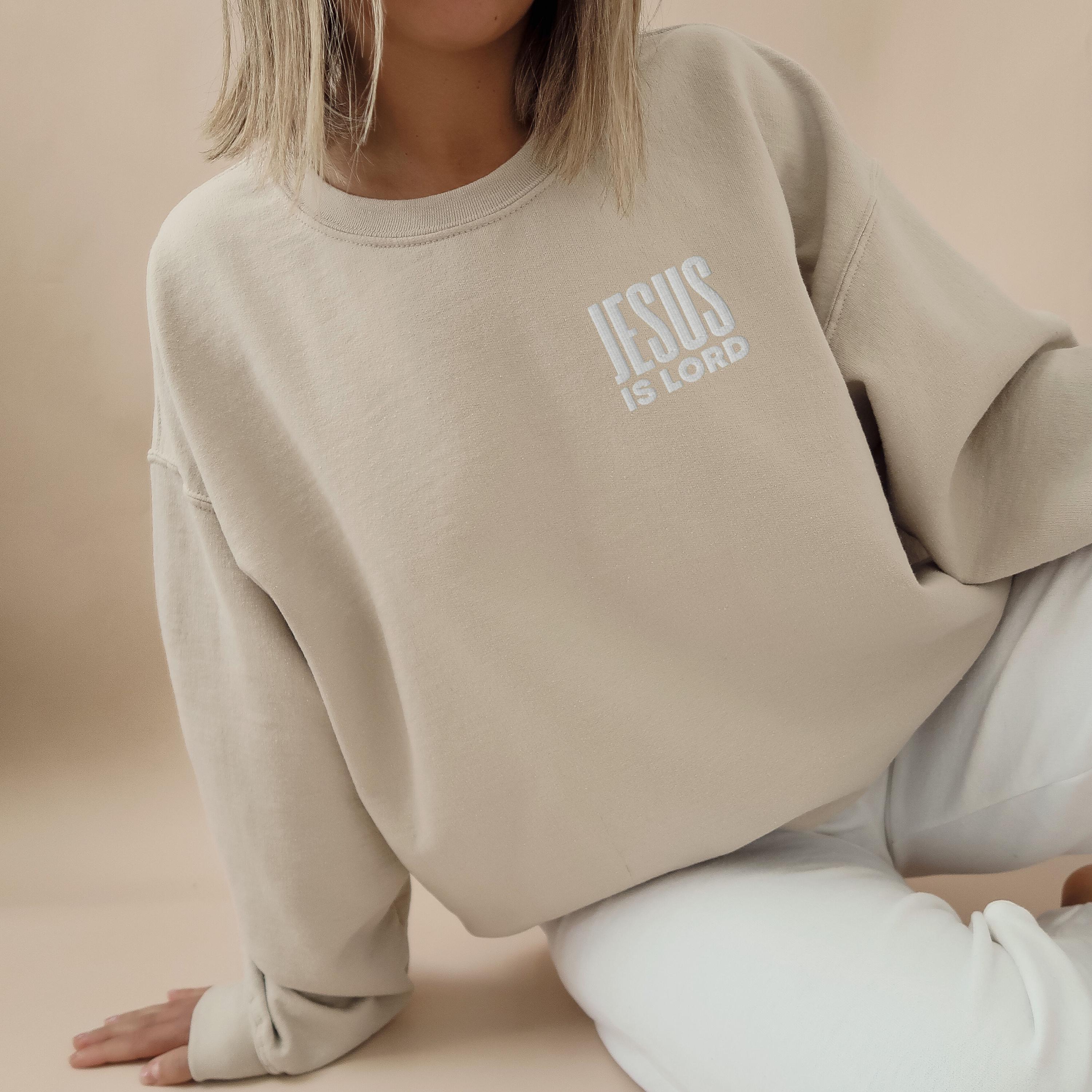 EMBROIDERED Jesus is Lord Sweatshirt, Christian Sweater, Jesus Crewneck ...