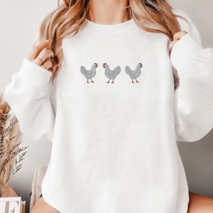 Embroidered Chicken Sweatshirt, Chicken Farmer Crewneck, Leghorn ...