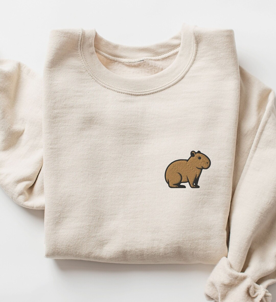 Embroidered Capybara Sweatshirt, Capybara Lover Unisex Crewneck ...