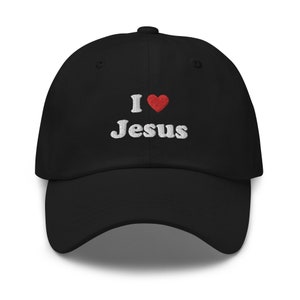Jesus Baseball Cap, Retro Style I Love Jesus Embroidered Cap, Jesus 6 ...