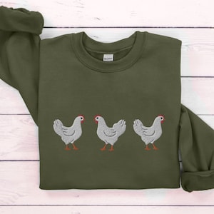 Embroidered Chicken Sweatshirt, Chicken Farmer Crewneck, Leghorn ...