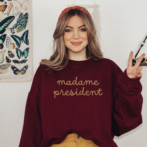 EMBROIDERED Madame President Sweatshirt, Kamala Harris Sweater ...