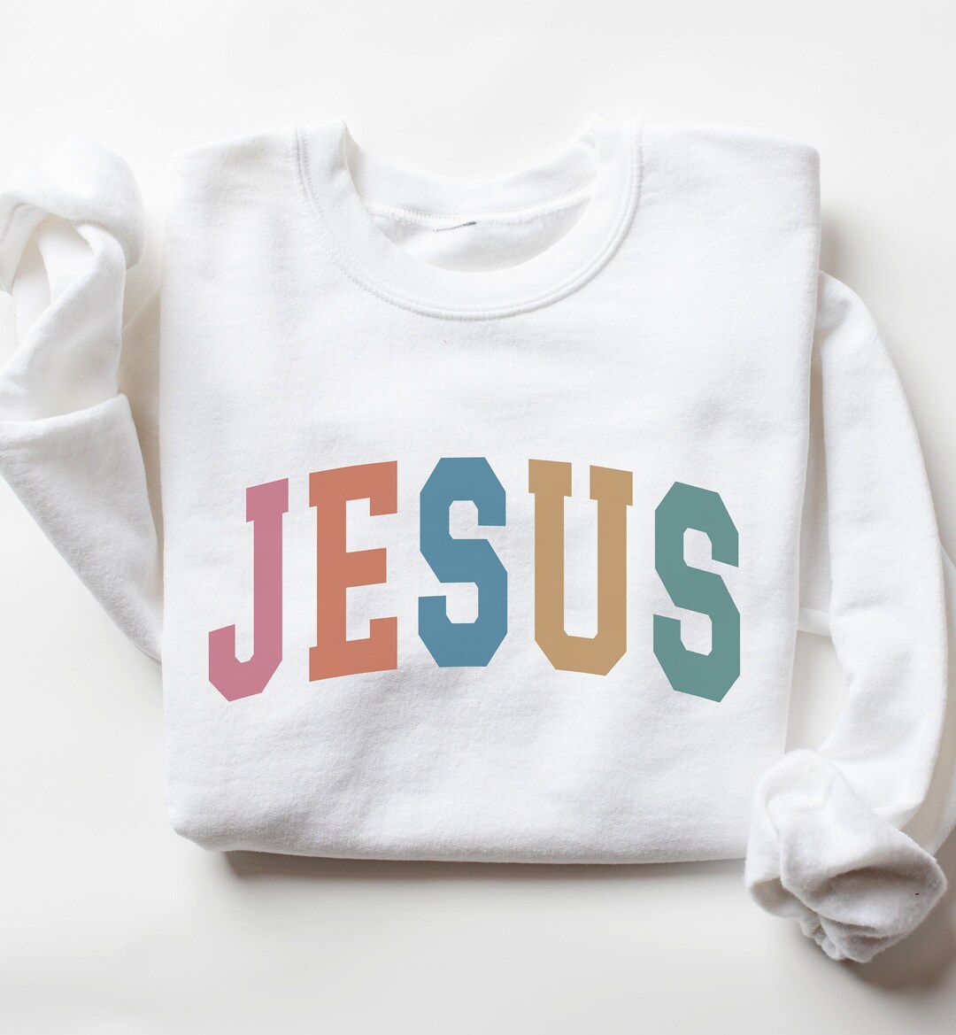 Minimalist Pastel Colors Jesus Sweatshirt, Christian Apparel With ...