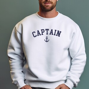 Captain Sweatshirt Embroidered, Boat Captain Gift, Embroidered Captain ...