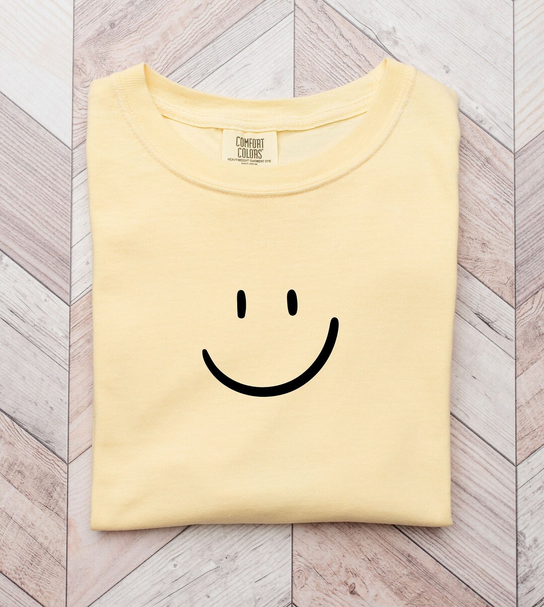 EMBROIDERED Smile Face Shirt, Happy Face Comfort Colors Tshirt, Smile ...