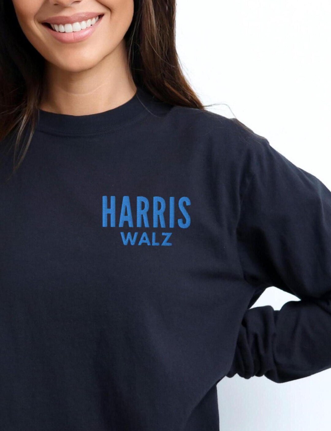 EMBROIDERED Harris Walz Shirt, Kamala Harris Comfort Colors Long Sleeve ...