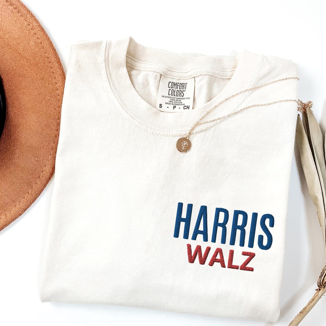 EMBROIDERED Harris Walz Red Blue Shirt, Democrat Comfort Colors Tshirt ...