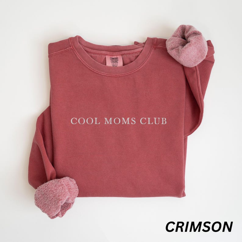 Cool Moms Club Comfort Colors Sweatshirt, Embroidered Minimalist Mom ...