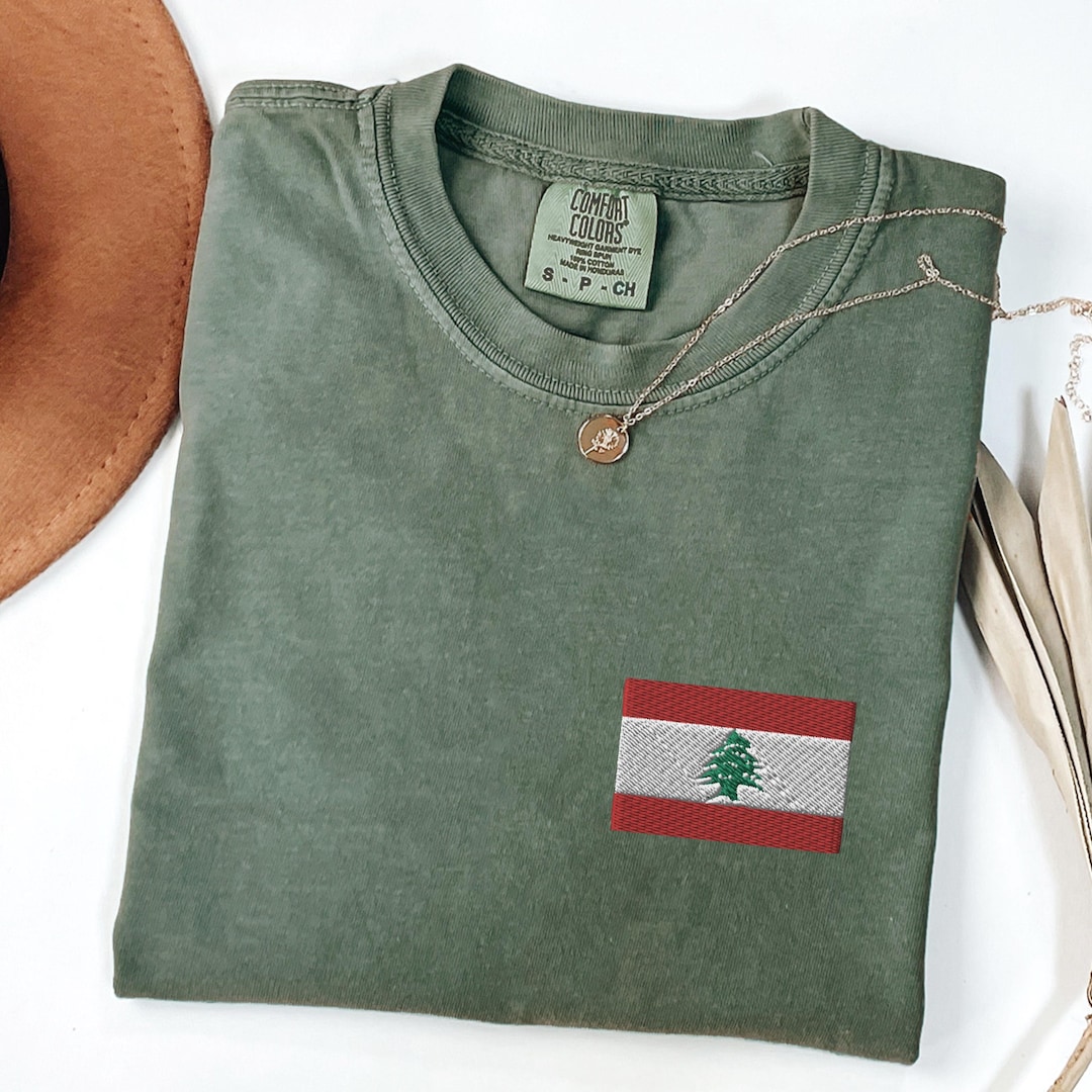 EMBROIDERED Lebanon Flag Shirt, Lebanese Flag Unisex Comfort Colors T-shirt, Beirut Tshirt ...