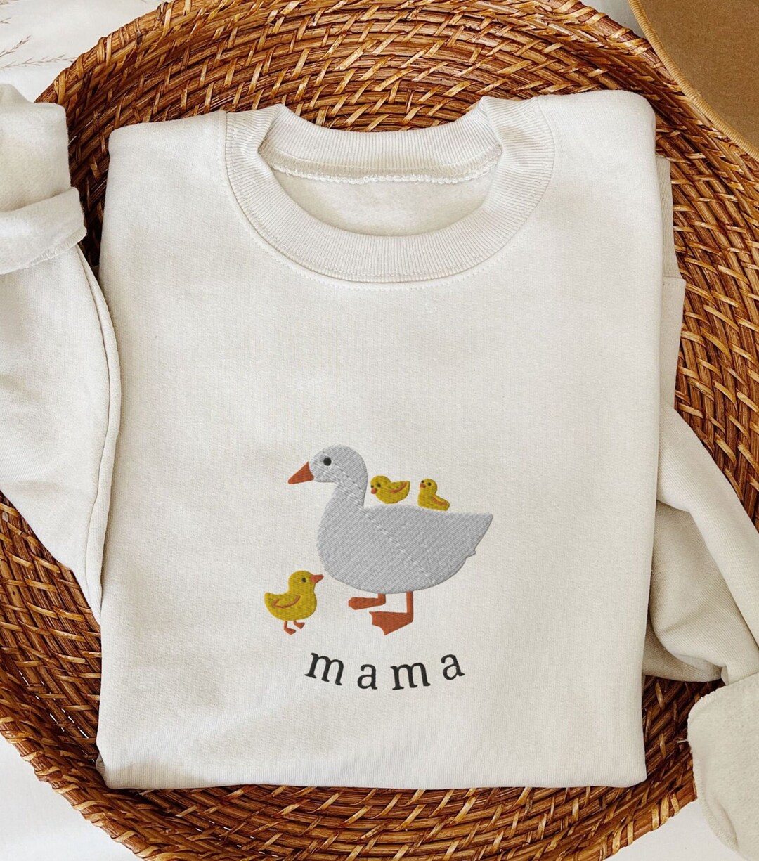 Mama Embroidered Sweatshirt, Cute Mama Goose Embroidery, Mama Crewneck ...
