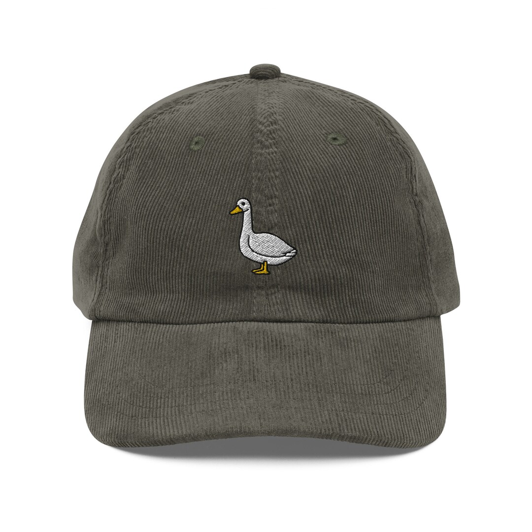 Embroidered Goose Cap, Cute Goose Corduroy Cap, Goose Hat, Embroidery ...