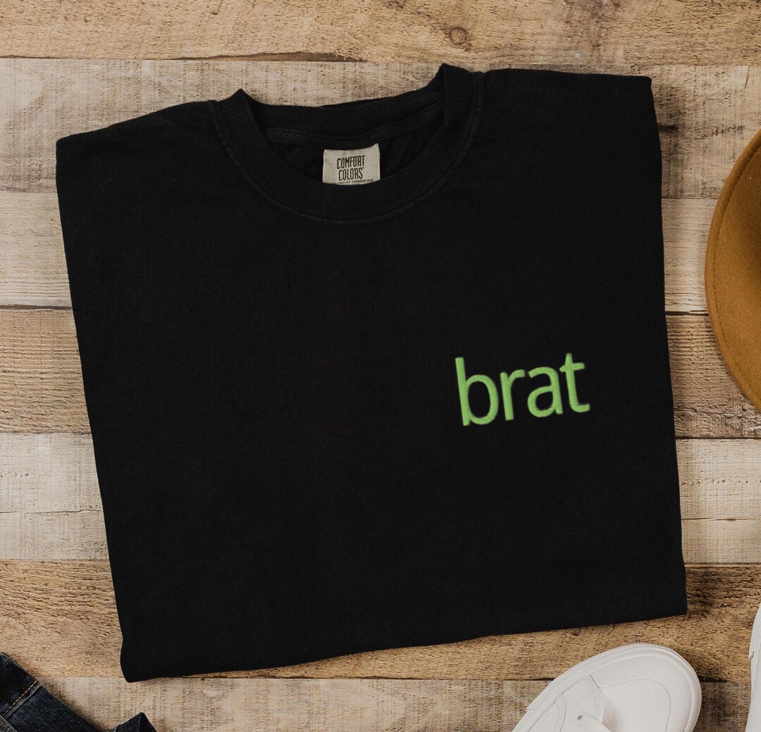 EMBROIDERED Brat Shirt, Lime Green Brat Tshirt, Trendy Brat Comfort ...