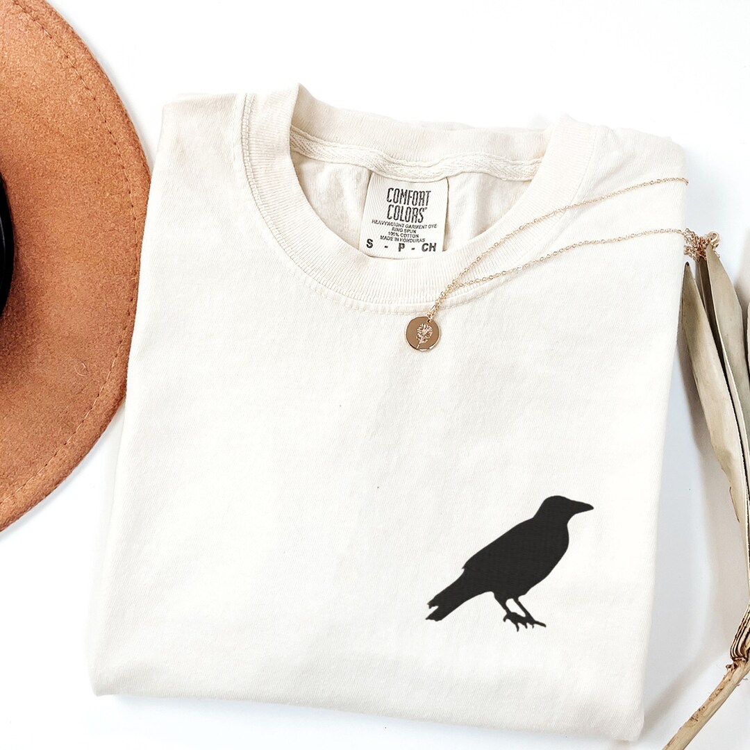 EMBROIDERED Crow Shirt, Comfort Colors Raven Tshirt, Black Crow ...