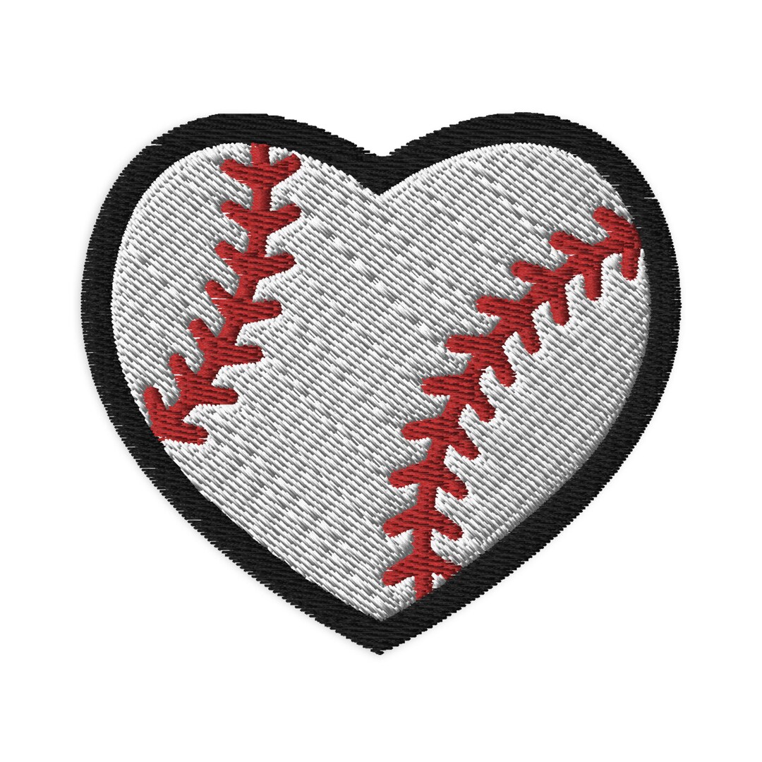 Embroidered Baseball Heart Patch, Iron on Patch, Sew on Patch, Baseball ...