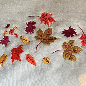 Embroidered Falling Leaves Sweatshirt, Fall Leaves Crewneck, Autumn ...