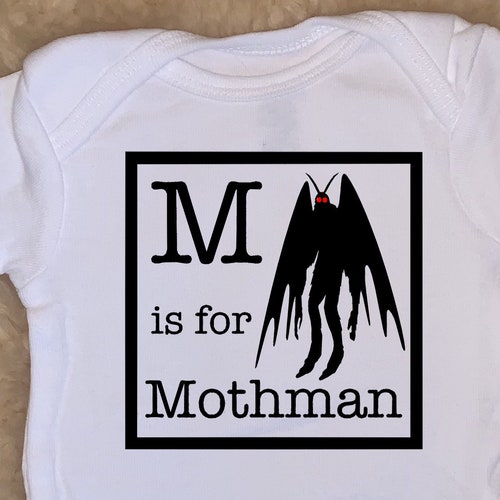 M is for Mothman Baby Onesies® Witchy Occult Satanic Cryptid - Etsy