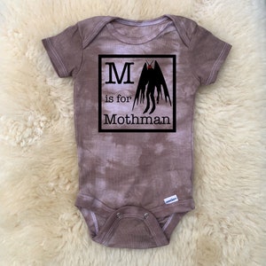 M is for Mothman Baby Onesies®, Witchy Occult Satanic Cryptid Goth Punk ...