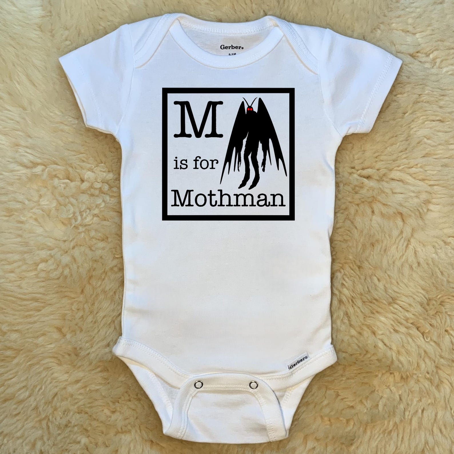 M is for Mothman Baby Onesies®, Witchy Occult Satanic Cryptid Goth Punk ...