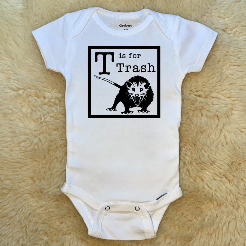 T is for Trash Baby Onesies®, Opossum Alphabet Animal Bodysuit, Unisex ...