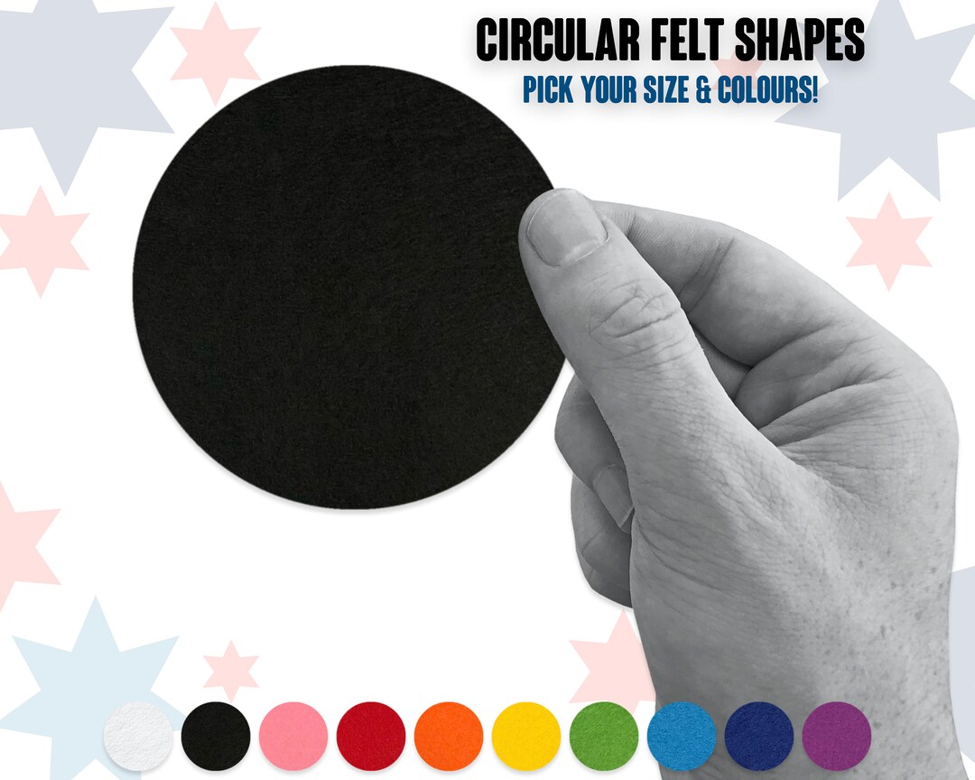 20x Circle Felt Shapes : Pick Your Size & Colours, 2mm Thick Solid Felt ...