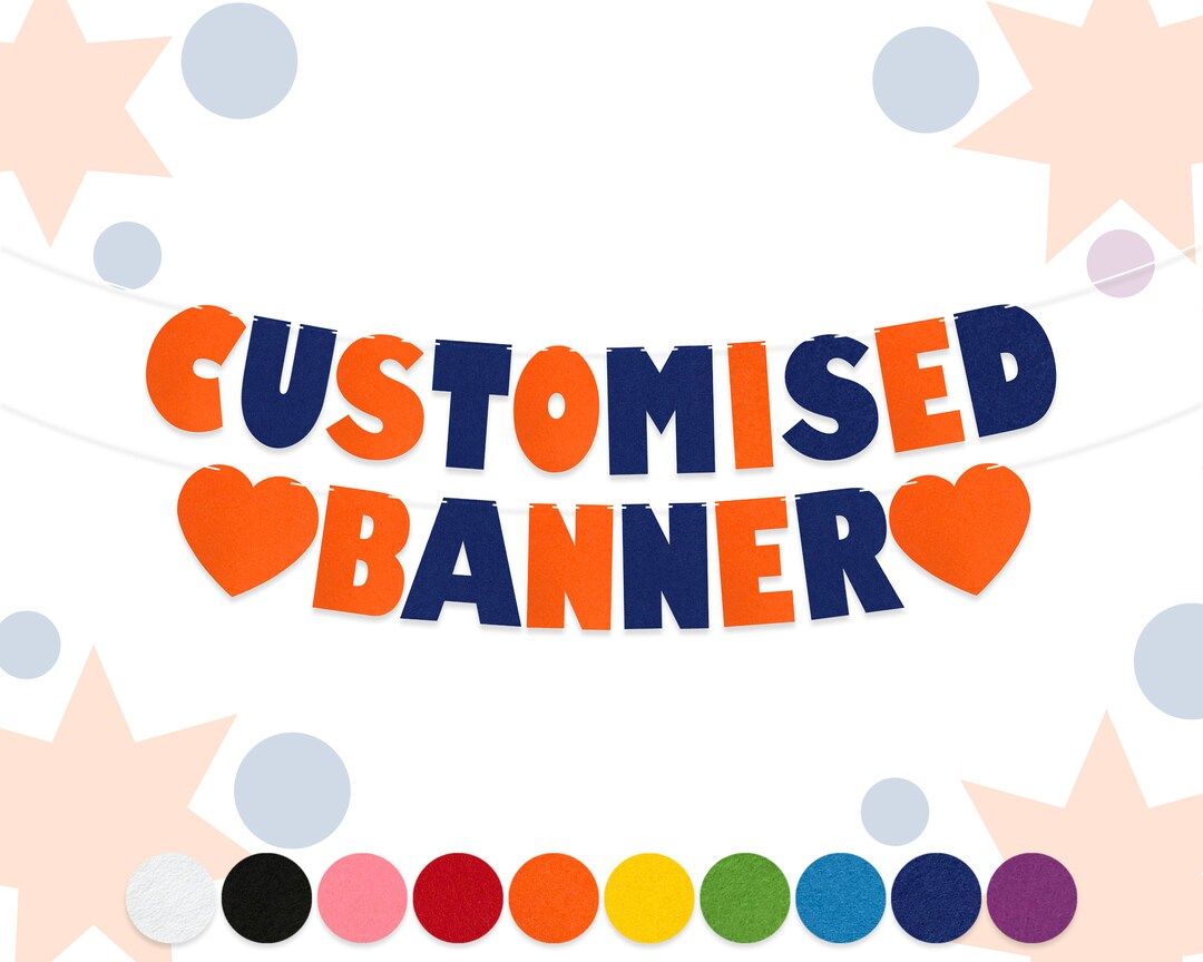Personalised BLOCK Font Custom Bunting Banner | 15cm Felt Letters ...
